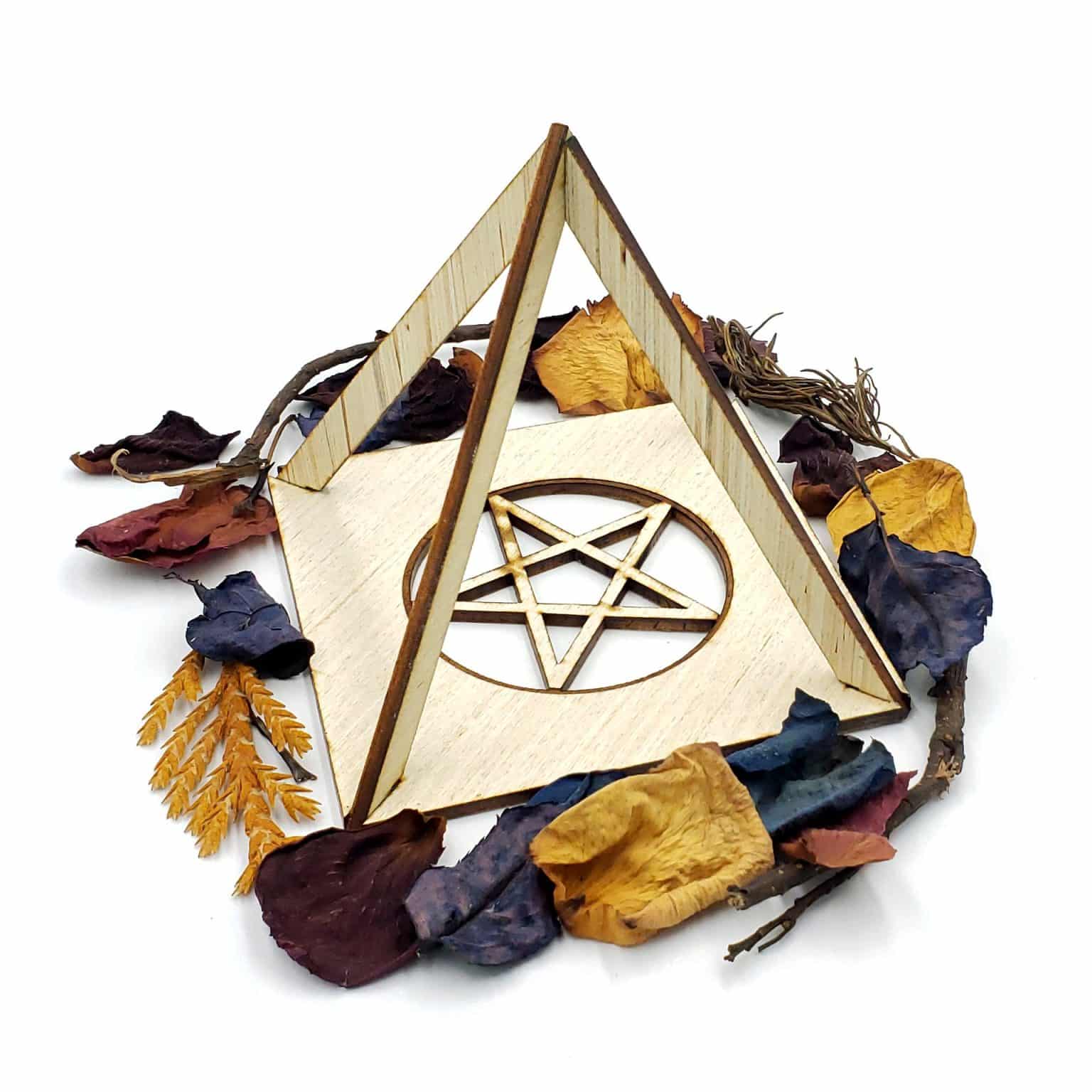 Pirámide Canalizadora Pentáculo Wicca - Pino Natural - ProMystical tu ...